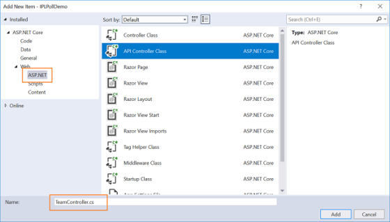 Creating a poll application using ASP.NET, Angular 5, EF core & Highcharts
